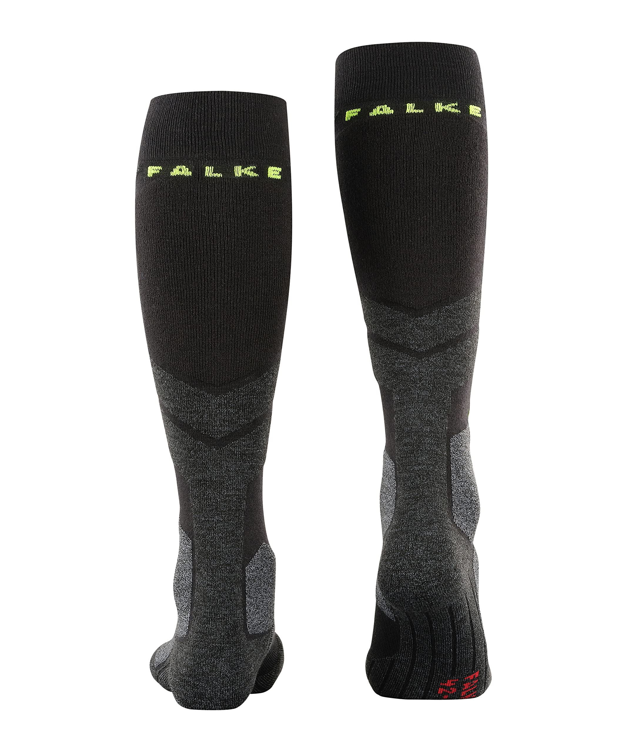 FALKE Men's SB2 Ski Socks For Snowboarding, Merino Wool, Knee High, Mid Weight Cushion, Breathable Quick Dry, Black (Black-Mix 3010), 12.5-13.5, 1 Pair