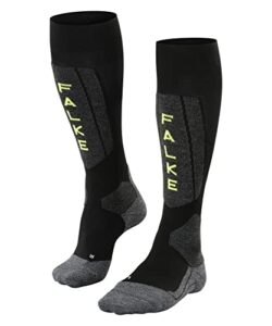 falke men's sk5 ski socks, silk, knee high, ultra light cushion, breathable quick dry, winter athletic sock, black (black-lightning 3171), 12.5-13.5, 1 pair