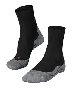 falke men's ru4 endurance wool running socks, mid calf, medium cushion, athletic, breathable quick dry, merino wool, black (black-mix 3010), 9-10, 1 pair