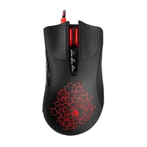 bloody al90 optical gaming mouse with light strike (lk) optical switch & scroll - 8 programmable buttons and advanced macros - ergonomic right hand grip - button grips - colored profile selection