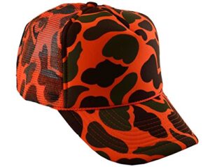 nis men's summer mesh trucker adjustable cap camouflage (neon orange camo)