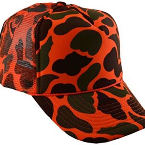 NIS Men's Summer Mesh Trucker Adjustable Cap Camouflage (Neon Orange Camo)