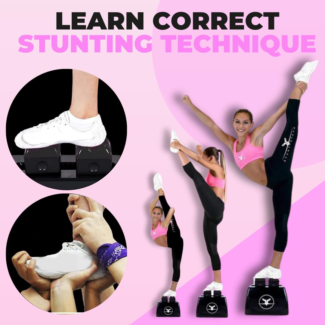 STUNT STAND® Cheerleading Balance & Flexibility Stunt Training Equipment - Increase Stunt Awareness SAFELY on the Ground - FREE Training Video Links Included - Black