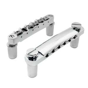 musiclily guitar tune-o-matic bridge and stop bar tailpiece with anchors and studs set for epiphone les paul lp sg style 6 string electric guitar,chrome