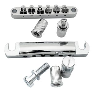 Musiclily Guitar Tune-O-Matic Bridge and Stop Bar Tailpiece with Anchors and Studs Set for Epiphone Les Paul LP SG Style 6 String Electric Guitar,Chrome