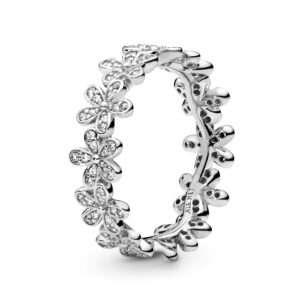 pandora daisy flower ring - sterling silver ring for women - gift for her - sterling silver with clear cubic zirconia - size 7