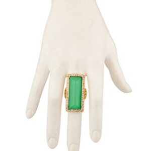 LUX ACCESSORIES Lime Green Pave Crystal Cocktail Stretch Ring