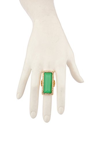 LUX ACCESSORIES Lime Green Pave Crystal Cocktail Stretch Ring