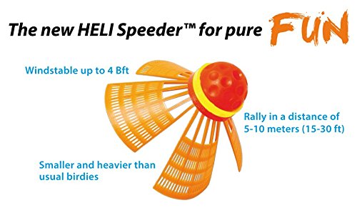 Speedminton SM01-FUN-10 FUN Set - Alternative to beach ball, spike ball, badminton, incl. 1 HELI and one FUN Speeder, perfect for the beach, park or backyard, Blue Orange