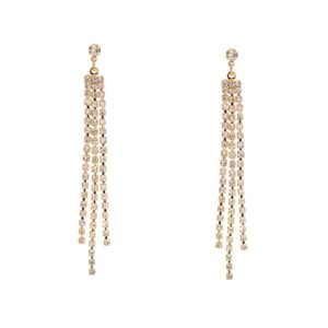 gold crystal rhinestone 3 strands drop dangle earrings