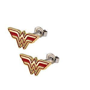 dc comics officially licensed wonder woman logo earrings - stainless steel earrings