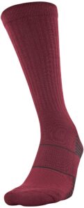 under armour team crew socks, 1-pair, cardinal, shoe size: mens 4-8, womens 6-9