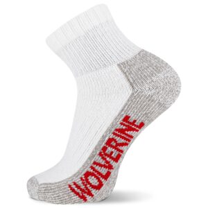 wolverine mens 2 pack cotton quarter sock steel toe, white, 7-12 us