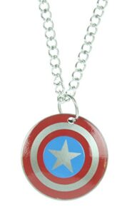 marvel comics officially licensed hypoallergenic stainless steel captain america shield chain pendant necklace, 16"