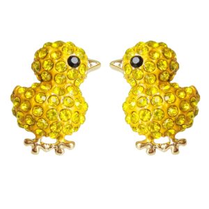 navachi 18k gold plated chicken yellow crystal enamel az1011s stud earrings