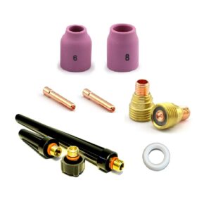 weldingcity accessory kit (3/32") collet-gas lens-ceramic cup-gasket-back cap for tig welding torch 9, 20 and 25 series lincoln miller hobart esab weldcraft ck ahp (t40)