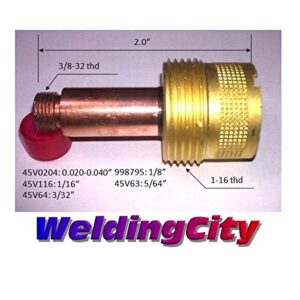 WeldingCity TIG Welding Torch Accessory Kit (3/32") Collet-LARGE Gas Lens-Ceramic Cup-Gasket-Back Cap for Torch 17, 18 and 26 Weldcraft Miller Lincoln Hobart ESAB AHP (T18)