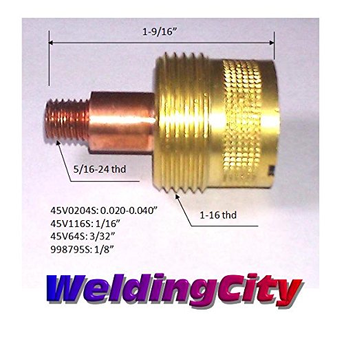 WeldingCity TIG Welding Torch Accessory Kit (1/8") Collet-Large Gas Lens-Ceramic Cup-Gasket-Back Cap for Torch 9, 20 and 25 Series Lincoln Miller Hobart ESAB Weldcraft CK AHP (T45)