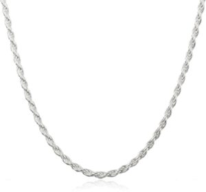 jotw sterling silver 2mm rope chain (sterling-sterling silver, 20 inches) (i-2591)