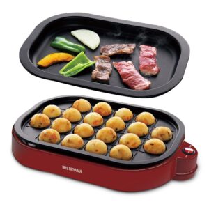 iris ohyama takoyaki 2way plate red ity-20wa-r