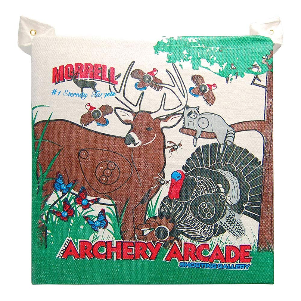 Morrell Youth 18 Pound Children's Arcade Field Point Archery Bag Target for 30 Pound Bows with 2 Shooting Sides and Over 20 Animals