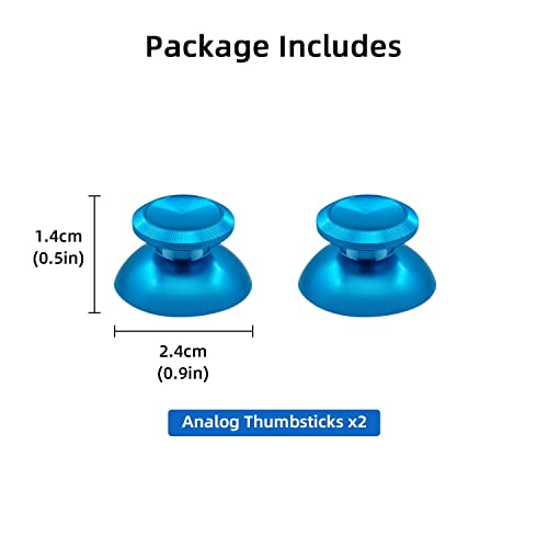 Gam3Gear Thumbsticks Analog Bullet Button Aluminum Custom Metal Replacement Joystick Thumb Sticks Buttons Hats Spare Parts Accessories for Playstation 4 PS4 DualShock 4 Modded Controllers Light Blue