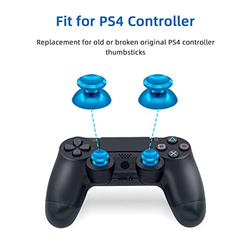 Gam3Gear Thumbsticks Analog Bullet Button Aluminum Custom Metal Replacement Joystick Thumb Sticks Buttons Hats Spare Parts Accessories for Playstation 4 PS4 DualShock 4 Modded Controllers Light Blue