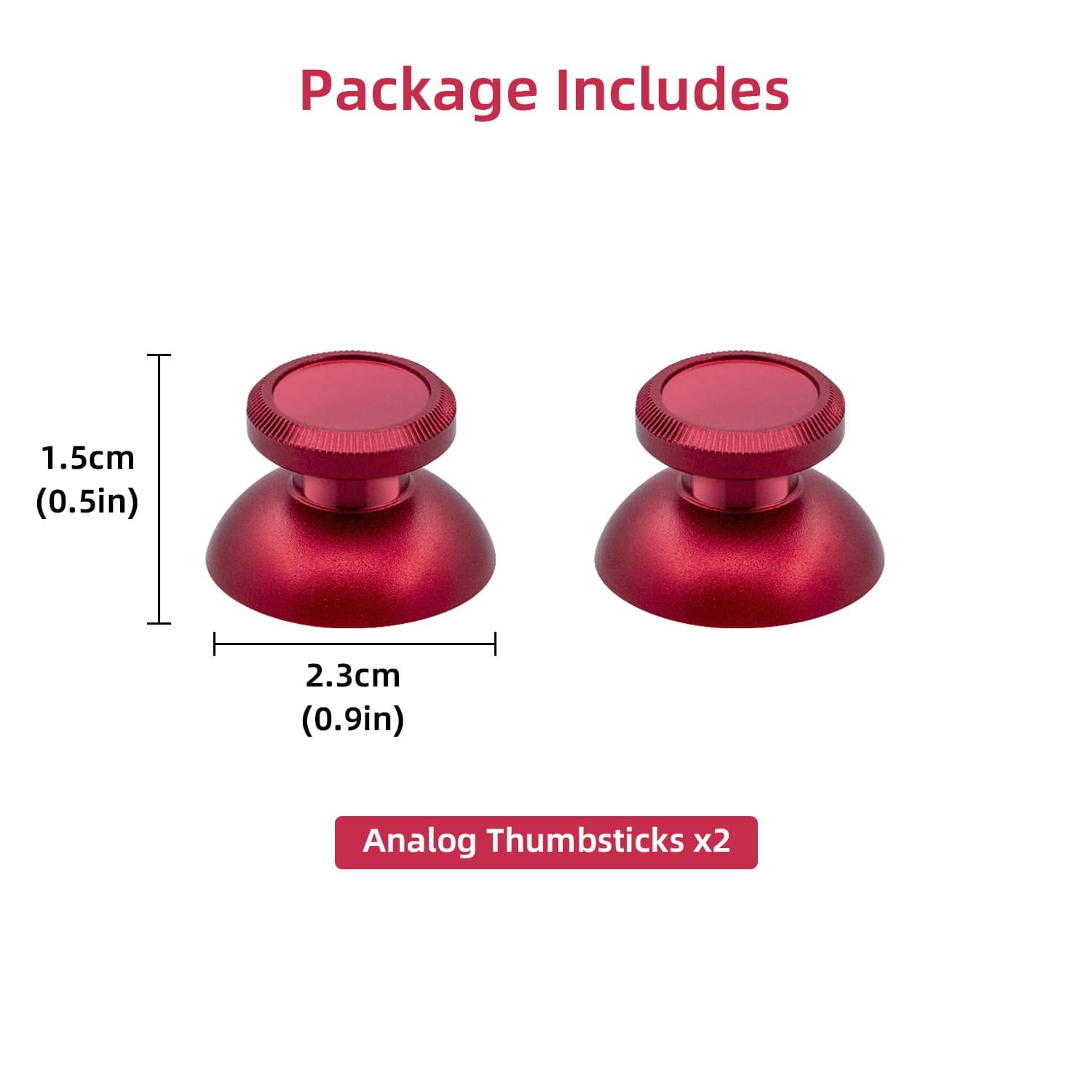 Mcbazel Aluminum Alloy Metal Analog Thumbstick for Xbox ONE Red (Set of 2)