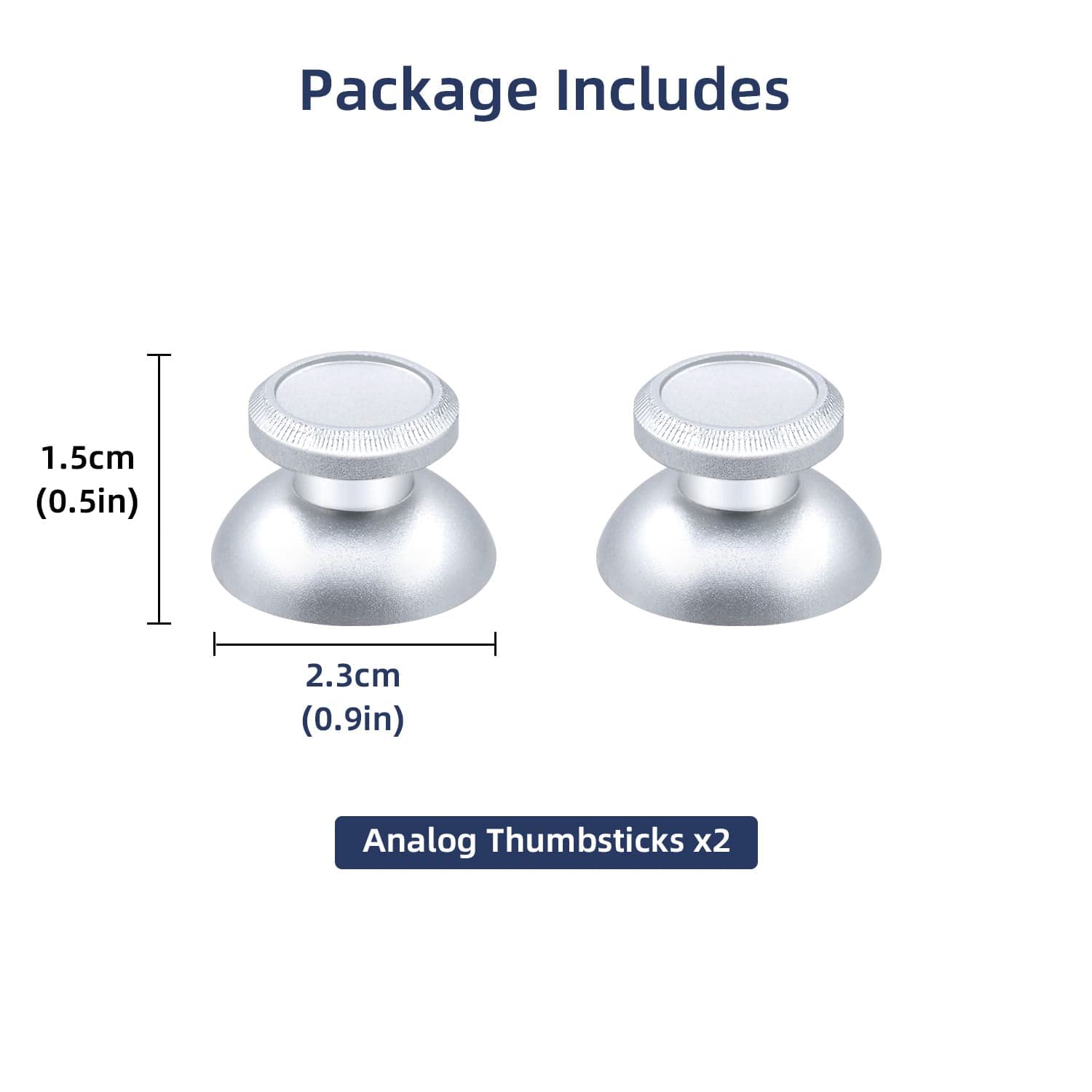 Gam3Gear Aluminum Alloy Metal Analog Thumbstick for Xbox ONE Silver (Set of 2)