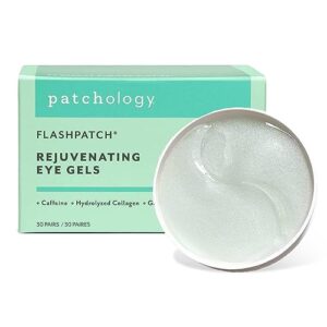 patchology rejuvenating under eye gels - hydrating eye mask w/caffeine, hydrolyzed collagen & centella asiatica- under eye patches for dark circles - minimize puffiness & wrinkle reducer - 30 ​pairs