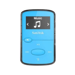 sandisk 8gb clip jam mp3 player, blue - microsd card slot and fm radio - sdmx26-008g-g46b