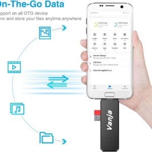 Vanja SD Card Reader, Micro SD to USB OTG Adapter Micro USB Portable Memory Card Reader for SD TF SDXC SDHC MMC RS-MMC Micro SD Micro SDXC Micro SDHC Card and UHS-I Cards