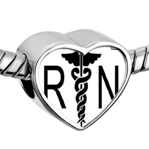 charmsstory heart nurse nursing rn registered caduceus charm beads charms for bracelets