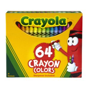 crayola crayons, regular size, 64 count with sharpener