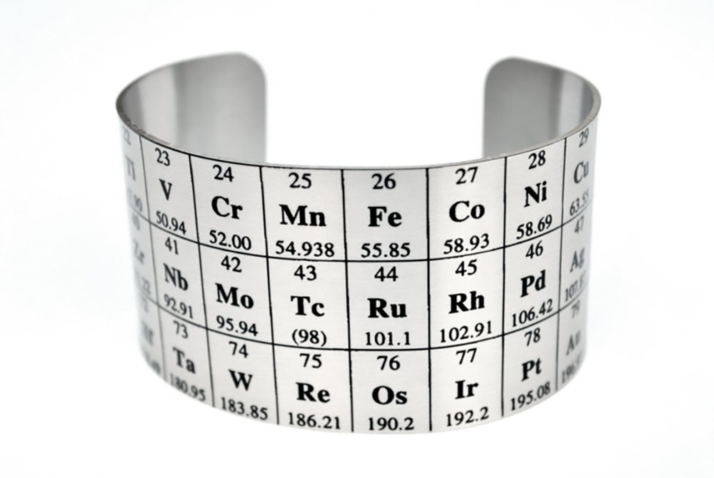 Neurons Not Included Periodic Table of Elements Cuff - Aluminum Wide Bracelet