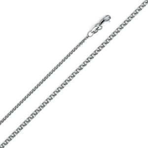 goldenmine fine jewelry collection 14k white gold 1.2mm flat open wheat chain necklace - 22"