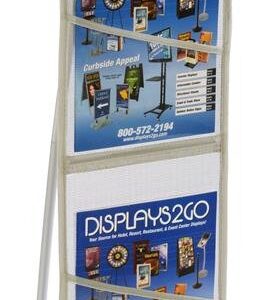 Displays2go Trade Show Magazine Literature Rack, Portable, Floor Standing, Carry Bag (4 Pocket)