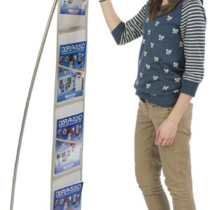 Displays2go Trade Show Magazine Literature Rack, Portable, Floor Standing, Carry Bag (4 Pocket)