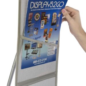 Displays2go Trade Show Magazine Literature Rack, Portable, Floor Standing, Carry Bag (4 Pocket)