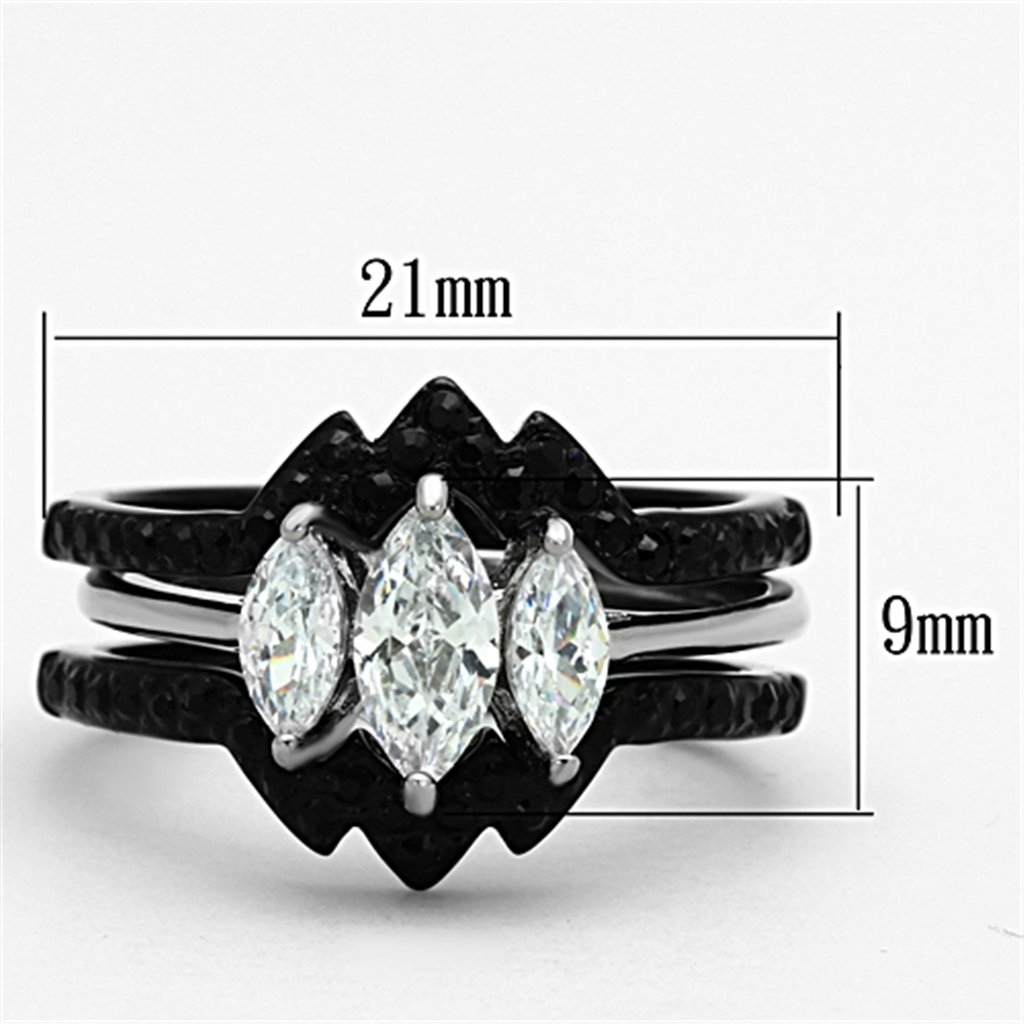 Marimor Jewelry His Hers 4 Piece Black Ion Plated Stainless Steel Wedding Engagement Ring Band Set Women's Size 08 Men's 06mm Size 07