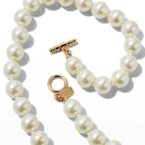 Kenneth Jay Lane 14mm Pearl Strand Necklaces (18", White)