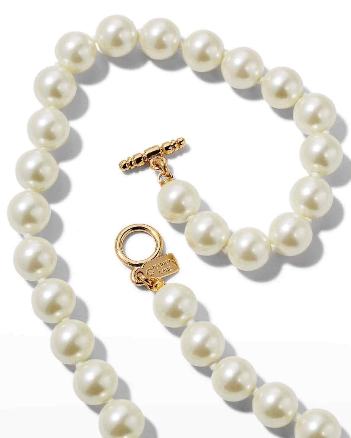 Kenneth Jay Lane 14mm Pearl Strand Necklaces (18", White)