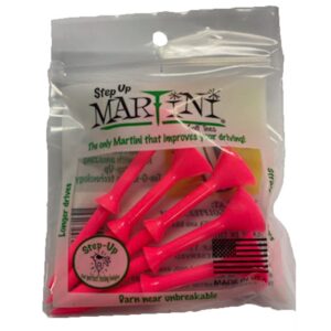 martini step-up golf tees - virtually unbreakable - pink