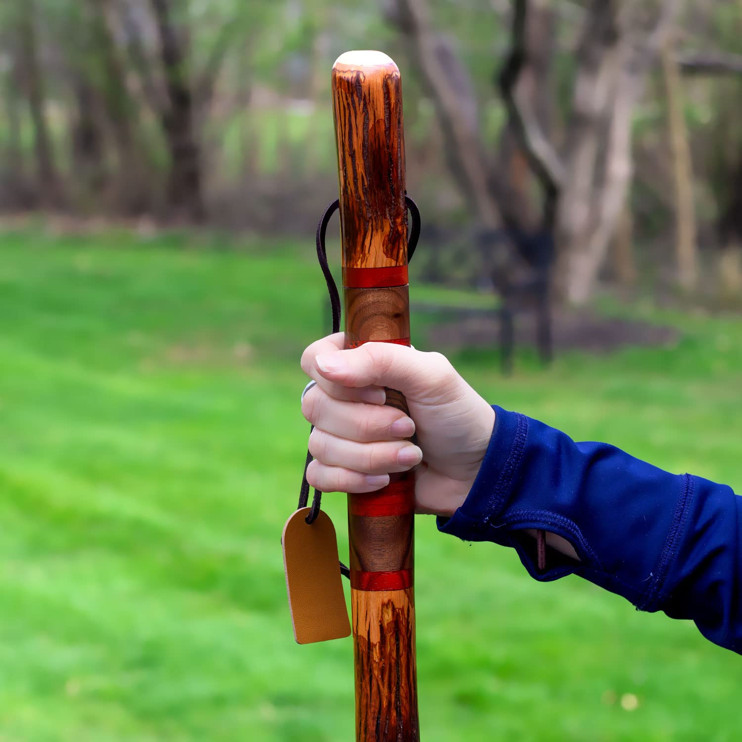 Brazos Handcrafted Wood Walking Stick, Hickory, Traditional Safari Style Handle, for Men & Women, Made in the USA, 55"