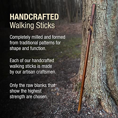 Brazos 55" Free Form Pine Wood Walking Stick Hiking Trekking Pole, Red, Made in the USA