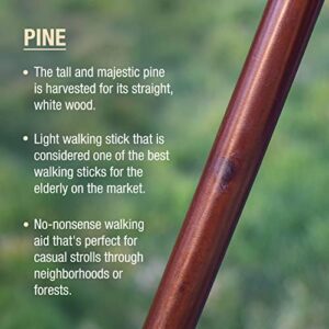 Brazos 55" Free Form Pine Wood Walking Stick Hiking Trekking Pole, Red, Made in the USA