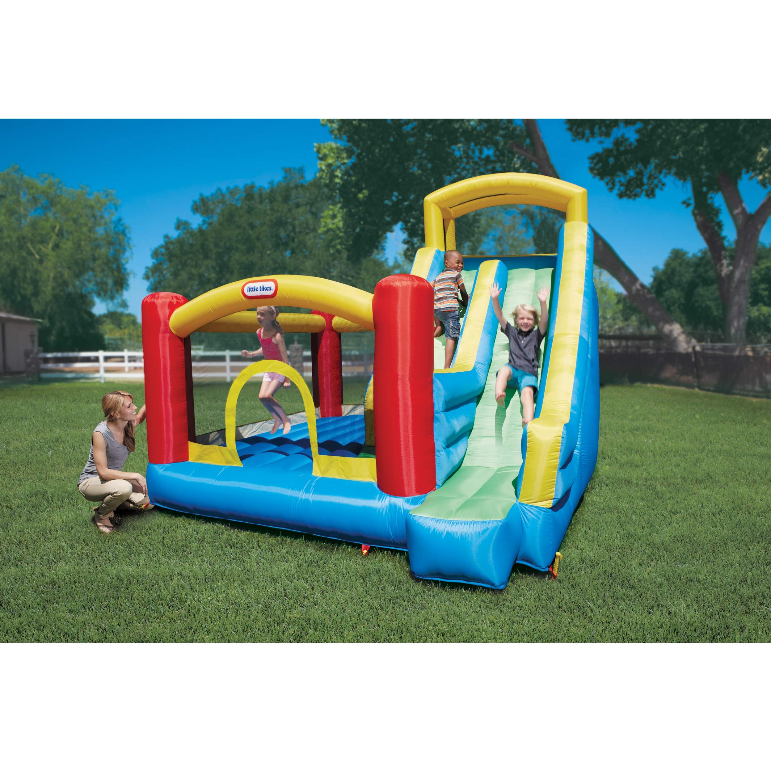 Little Tikes Giant Inflatable Slide Bouncer with Heavy Duty Bouncer, Multicolor, Model: