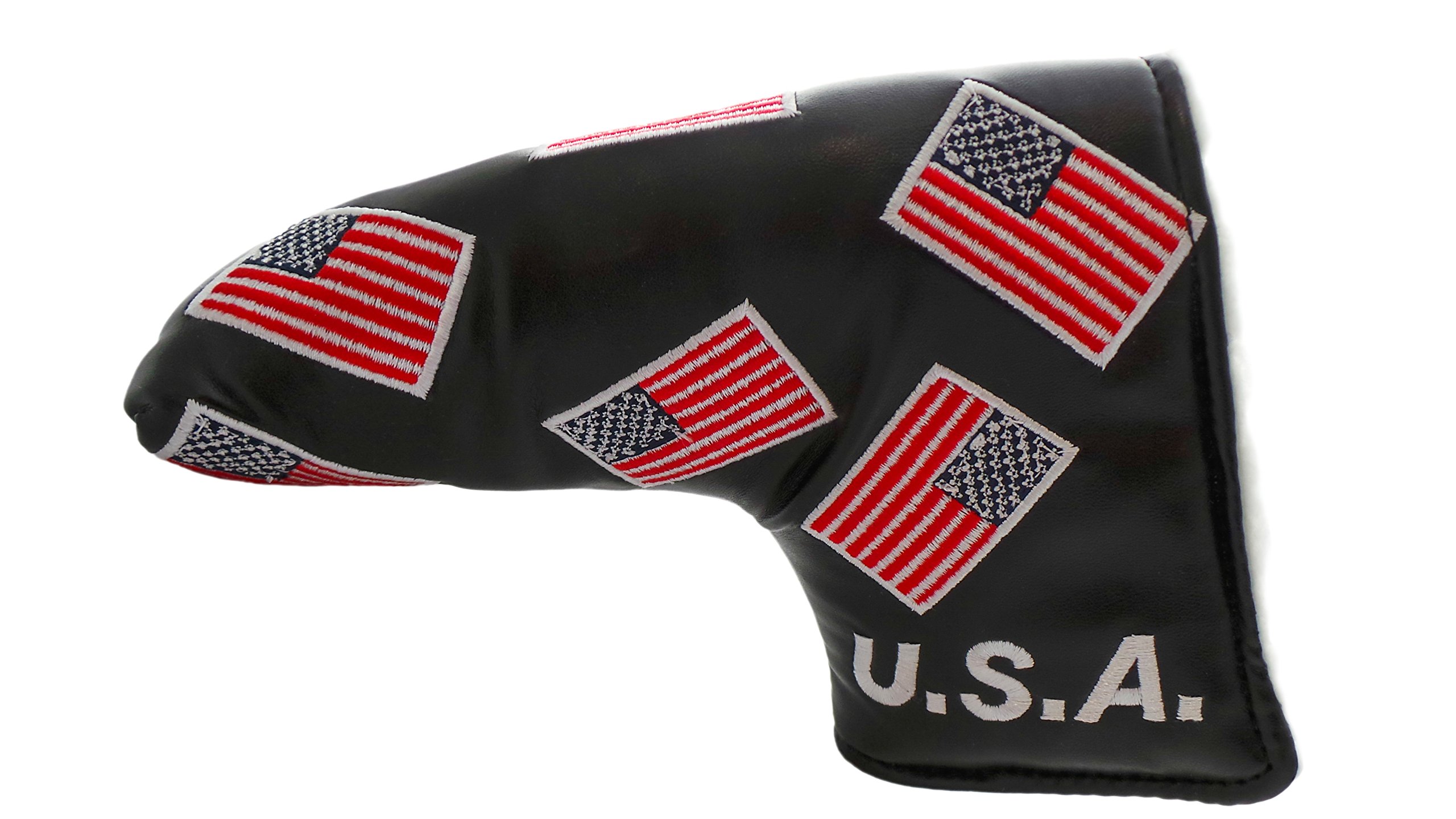 USA Patriotic Golf Putter Cover Head Covers Black Red White Blue blade Style Classic Traditional Headcover Putters Limited Edition