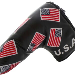 USA Patriotic Golf Putter Cover Head Covers Black Red White Blue blade Style Classic Traditional Headcover Putters Limited Edition