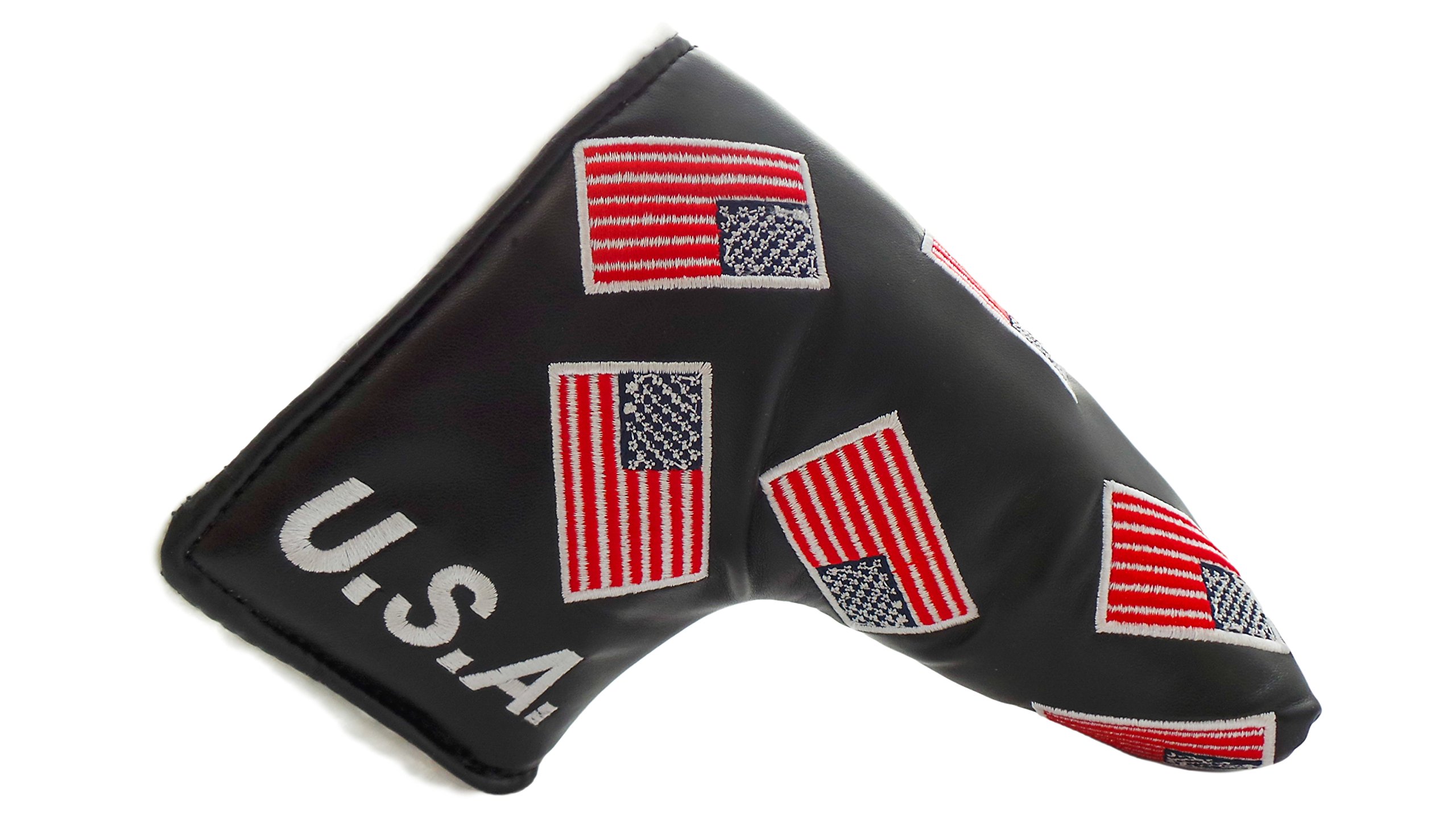 USA Patriotic Golf Putter Cover Head Covers Black Red White Blue blade Style Classic Traditional Headcover Putters Limited Edition